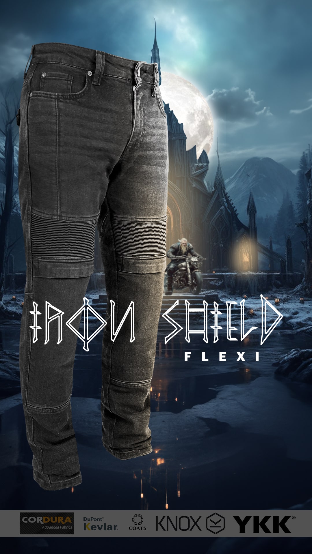 Iron Shield Flexi Korumalı Motosiklet Kot Pantolonu